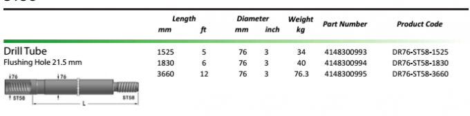 Tungsten Carbide Threaded Drill Rod St58 St68 Drill Tube 6FT For Mining ...