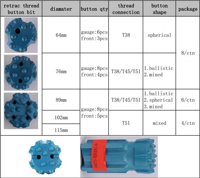 High Speed Rock Magnetic Retractable Drill Bit Golden Color 34-115mm Dia