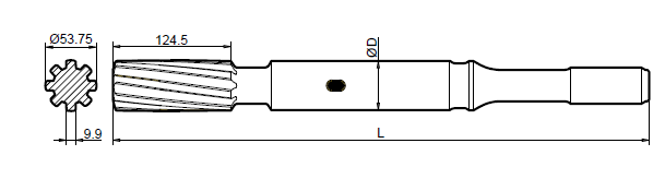 Black T51 Threaded Shank Drill Bit Adapter Length 565mm For COP 1840 ...
